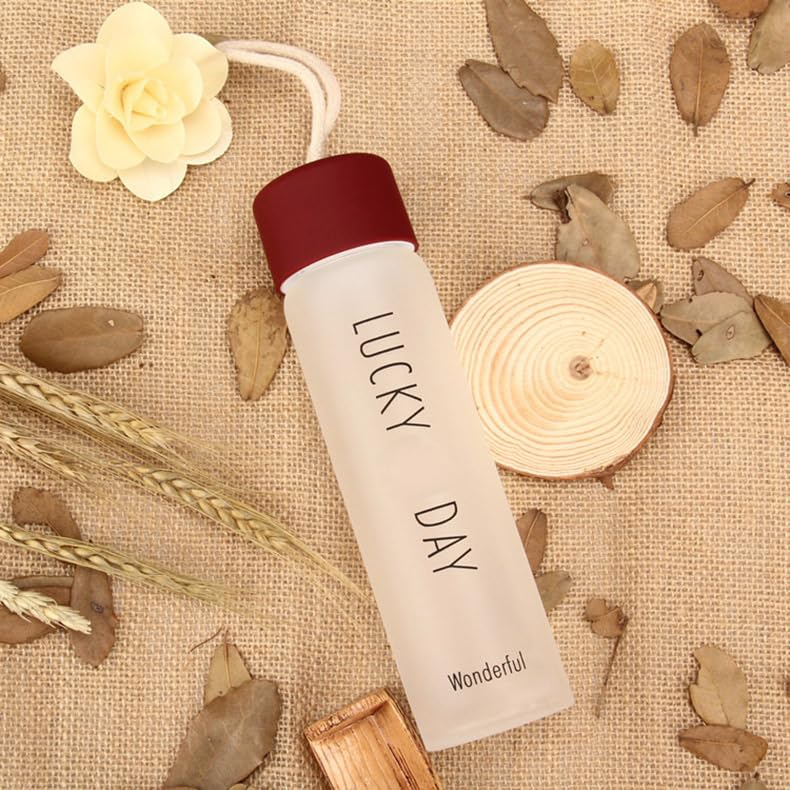 Lucky Day Clear Glass Water Bottle - Multicolor, 350 ML – Shoppymize