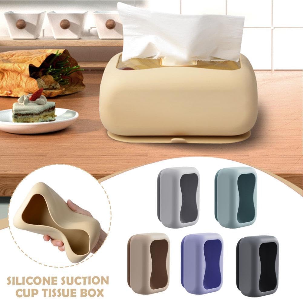 Suction Cup Tissue Box – Silicone Napkin Holder for Home & Car – Shoppymize