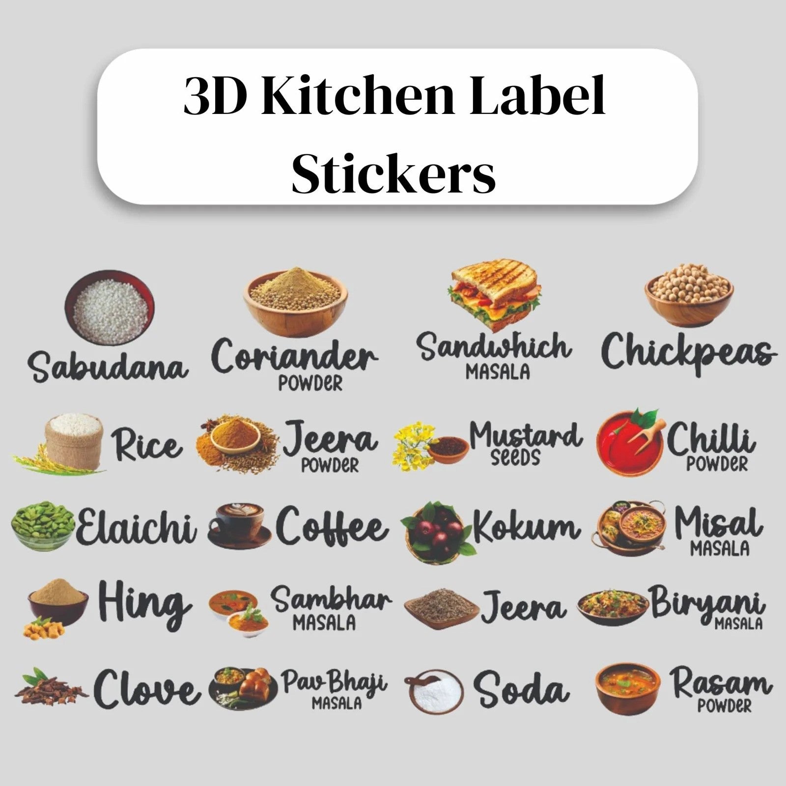 Modern 3D Kitchen Labels for Jars, Bottles & Containers – Shoppymize